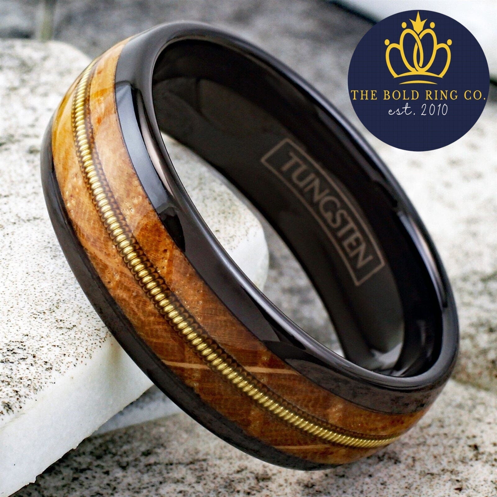 Whiskey Barrel Wood Guitar String Ring – The Bold Ring Company